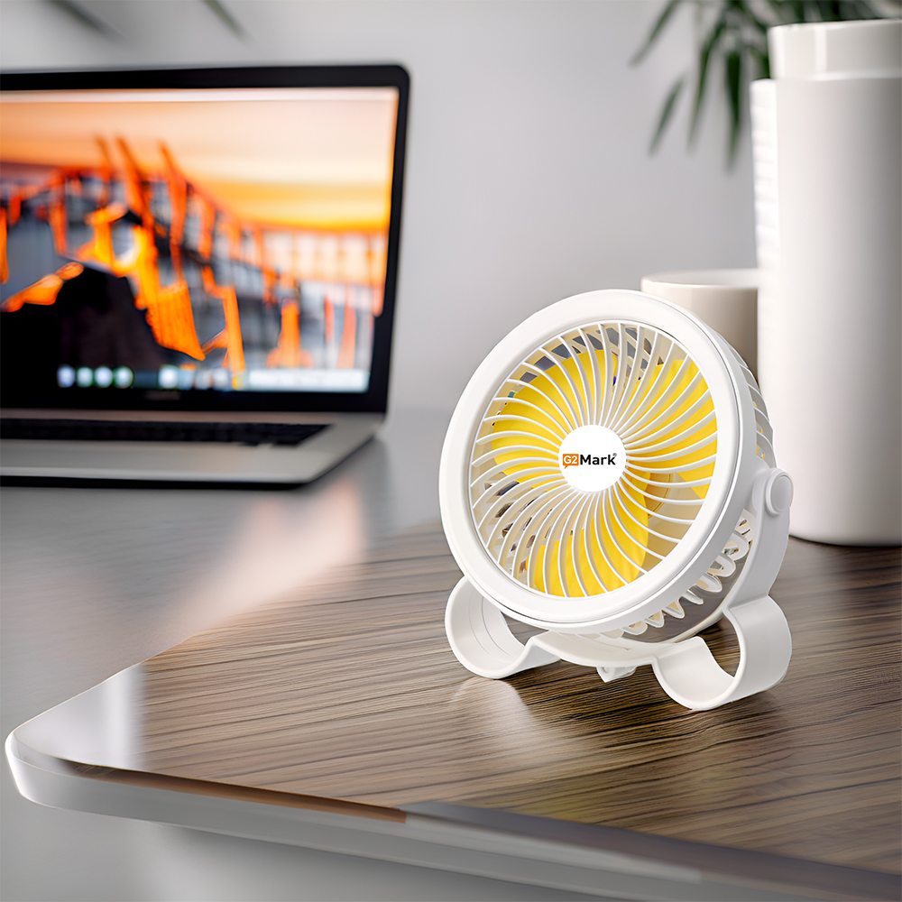 Portable USB + Battery 1200Mah Hanging Fan With LED & 3 Speed Mode - F005